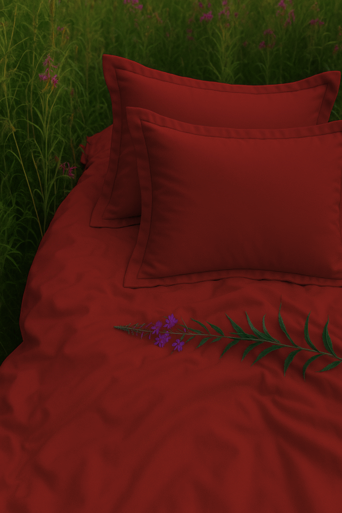 Cherry red solid bed sheet set in cotton - AVIS Bedlinen®